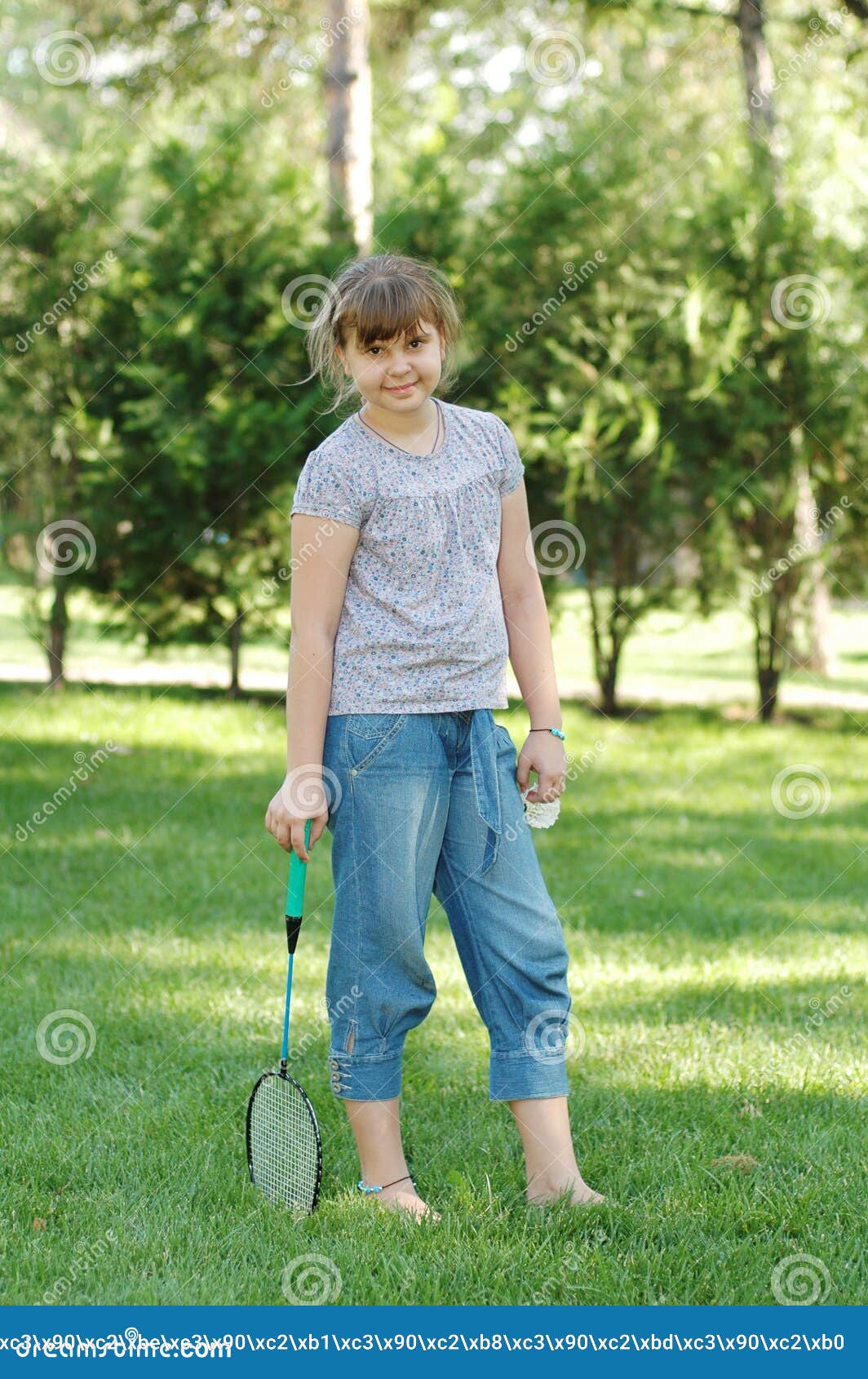 Girl with badminton stock image. Image of competitive - 25378957