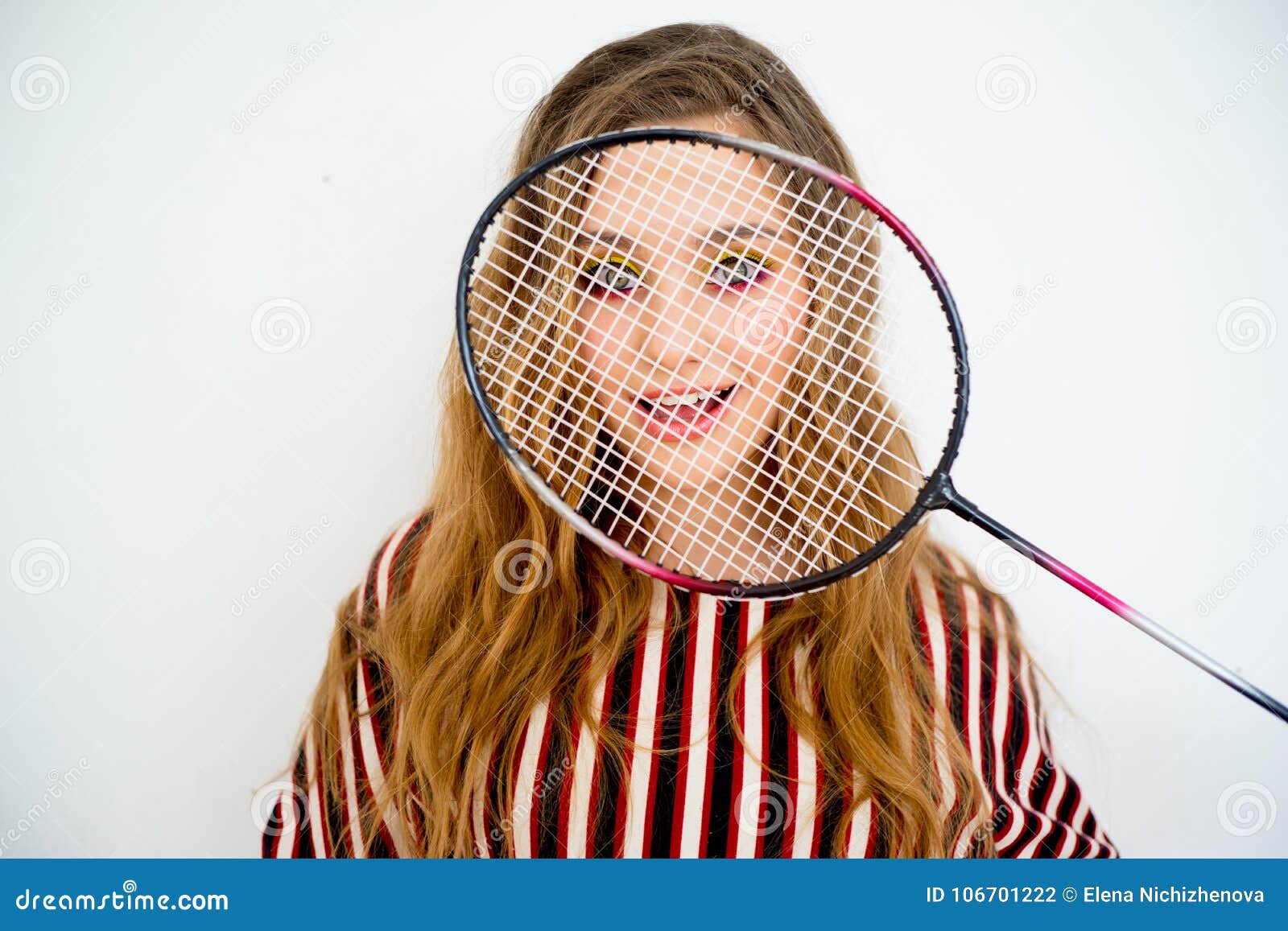 Girl With A Badminton Racket Stock Photography | CartoonDealer.com ...