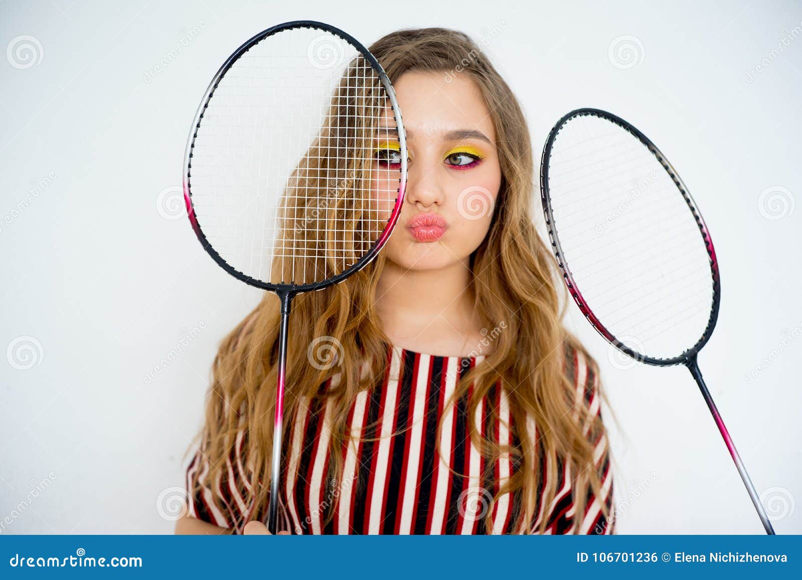 Girl With A Badminton Racket Stock Photography | CartoonDealer.com ...