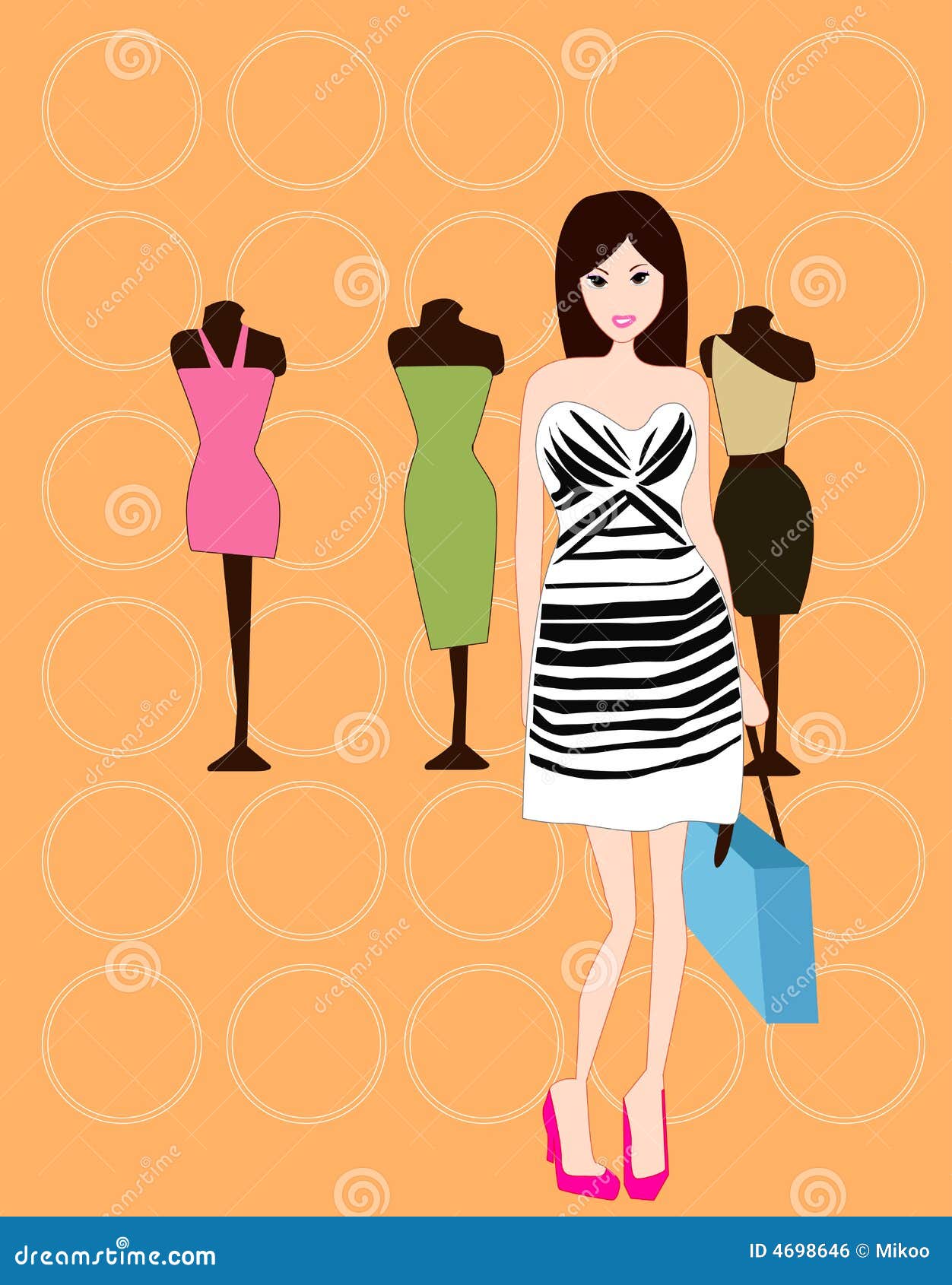 Girl with bag stock vector. Illustration of holding, adult - 4698646