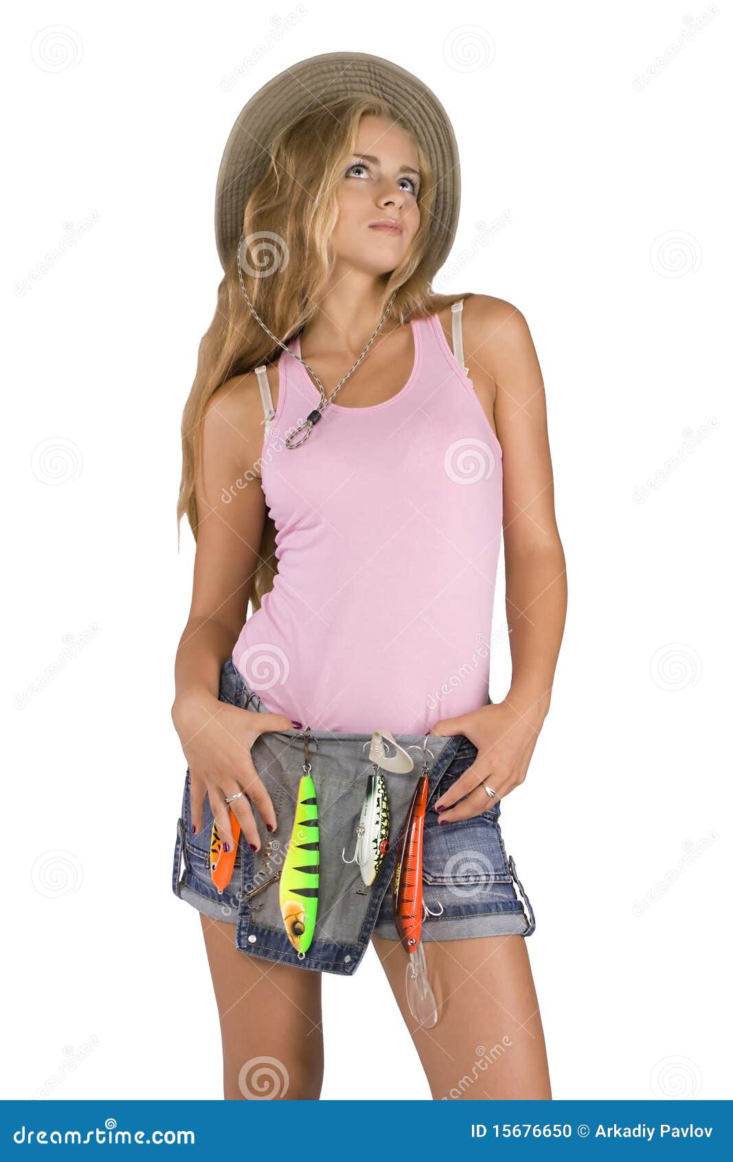 Girl with a bait stock photo. Image of recreation, overalls - 15676650