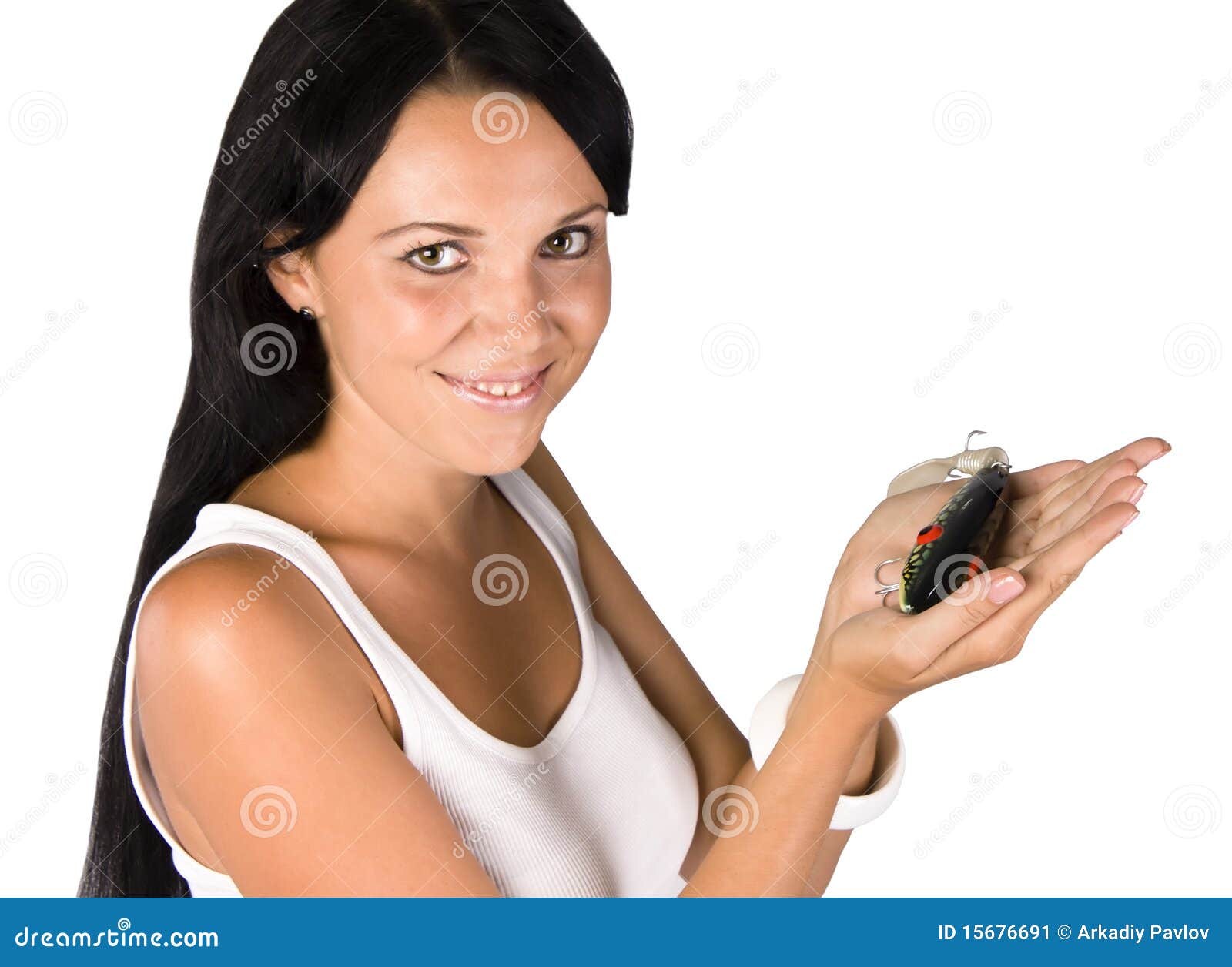 Girl with a bait stock image. Image of woman, hook, fishing - 15676691