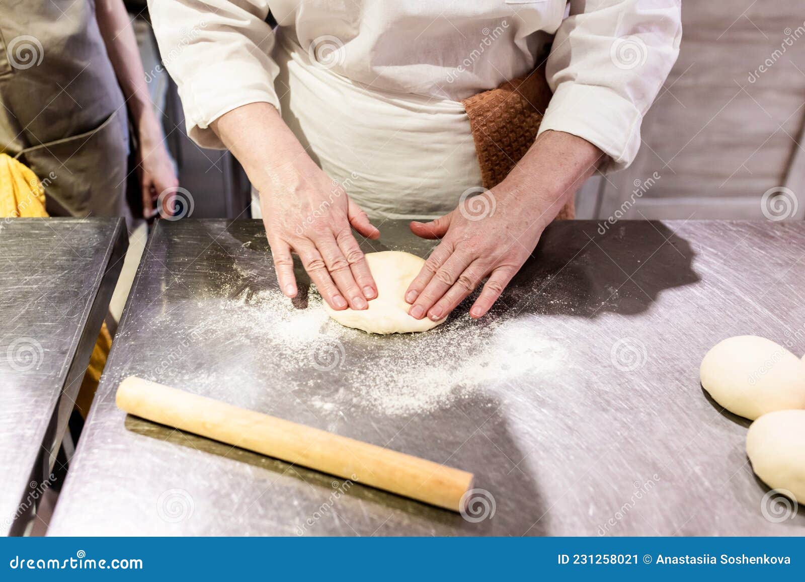 Girl Baker Forms Bread on the Table Stock Image - Image of craft, loaf ...