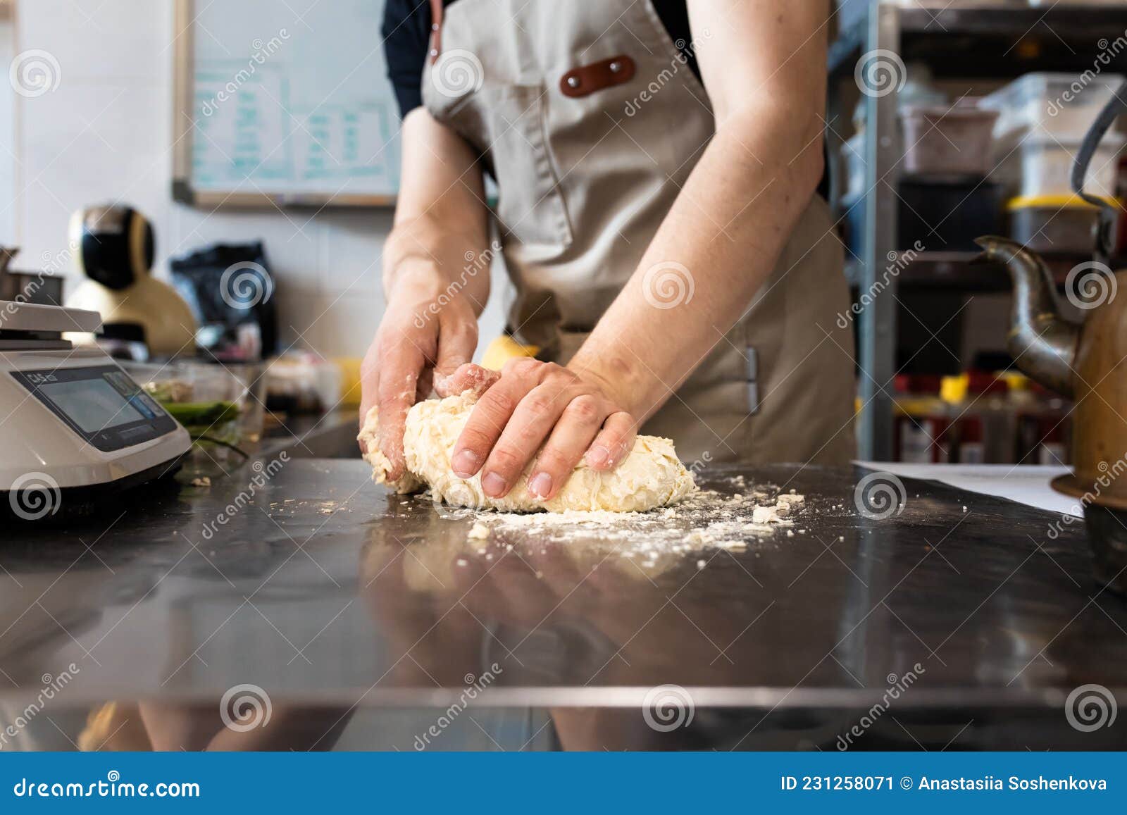 Girl Baker Forms Bread on the Table Stock Image - Image of brown, form ...