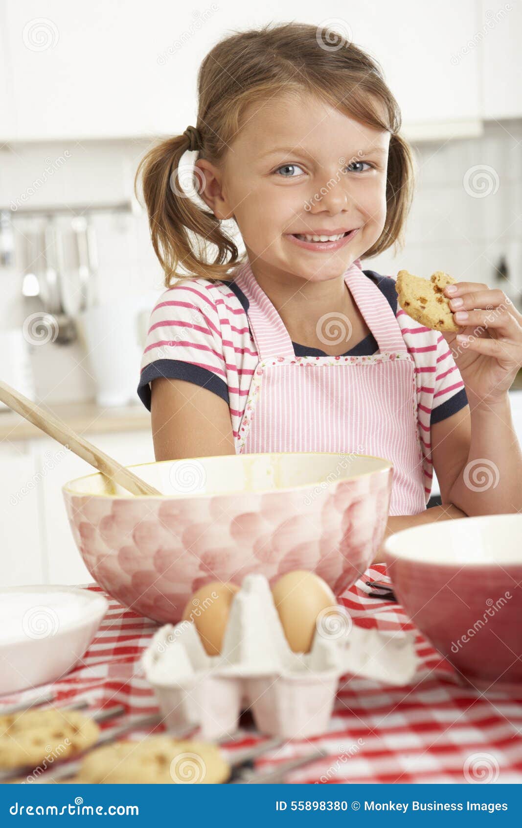 Girl Baking in Kitchen stock photo. Image of food, female - 55898380