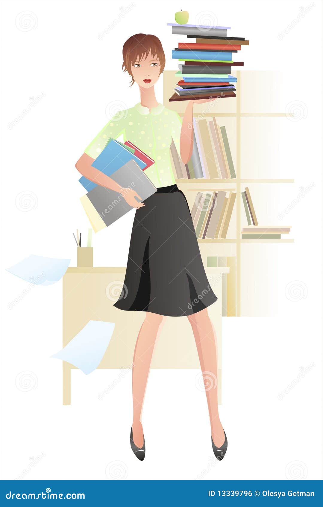 Girl Balancing With Books Vector Illustration | CartoonDealer.com #13339796 Girl Balancing With Books Vector Illustration | CartoonDealer.com #13339796