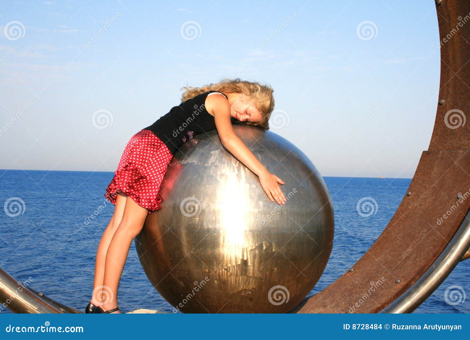 Girl on the ball stock photo. Image of cheerful, person - 8728484
