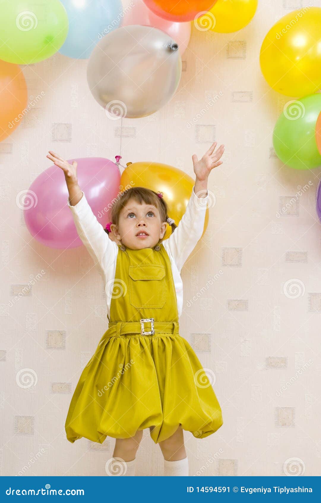 Girl with balloons stock image. Image of stretched, catch - 14594591
