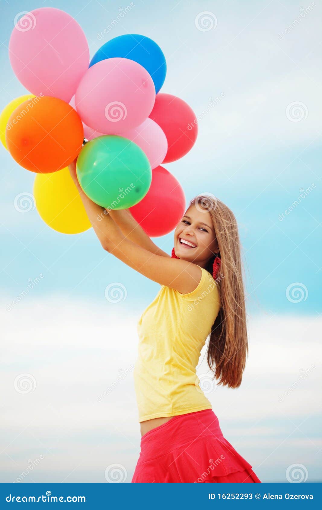 Girl with balloons stock image. Image of dynamic, cheerful - 16252293