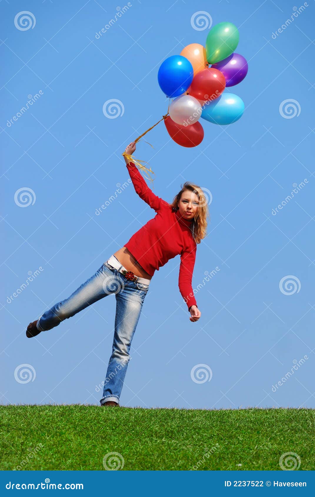 Girl with balloons stock photo. Image of people, cheerful - 2237522