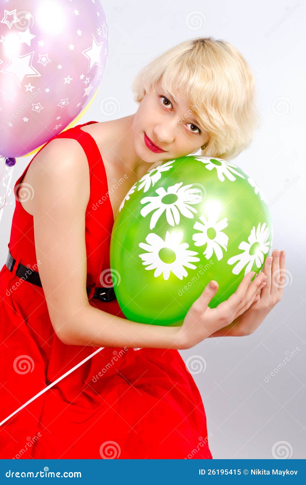 Girl with balloons stock image. Image of beautiful, balloon - 26195415