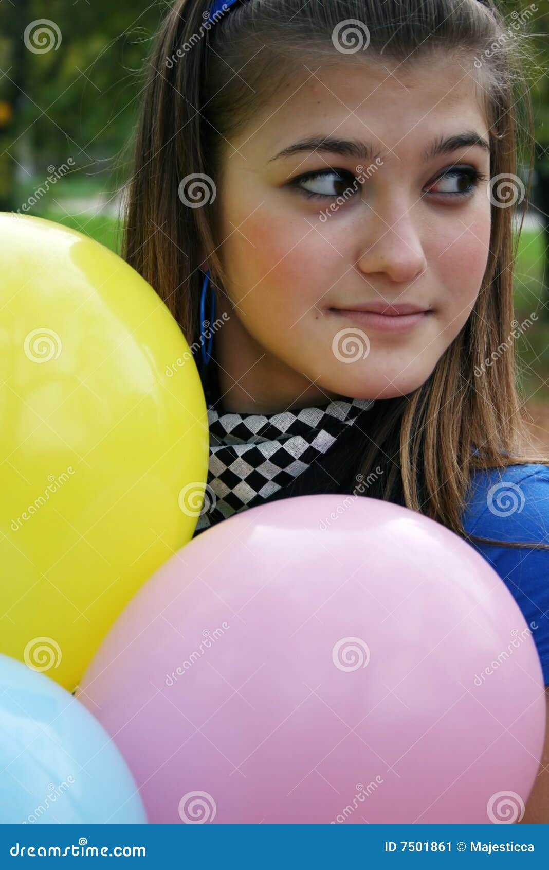 Girl with balloons stock image. Image of face, lady, nature - 7501861