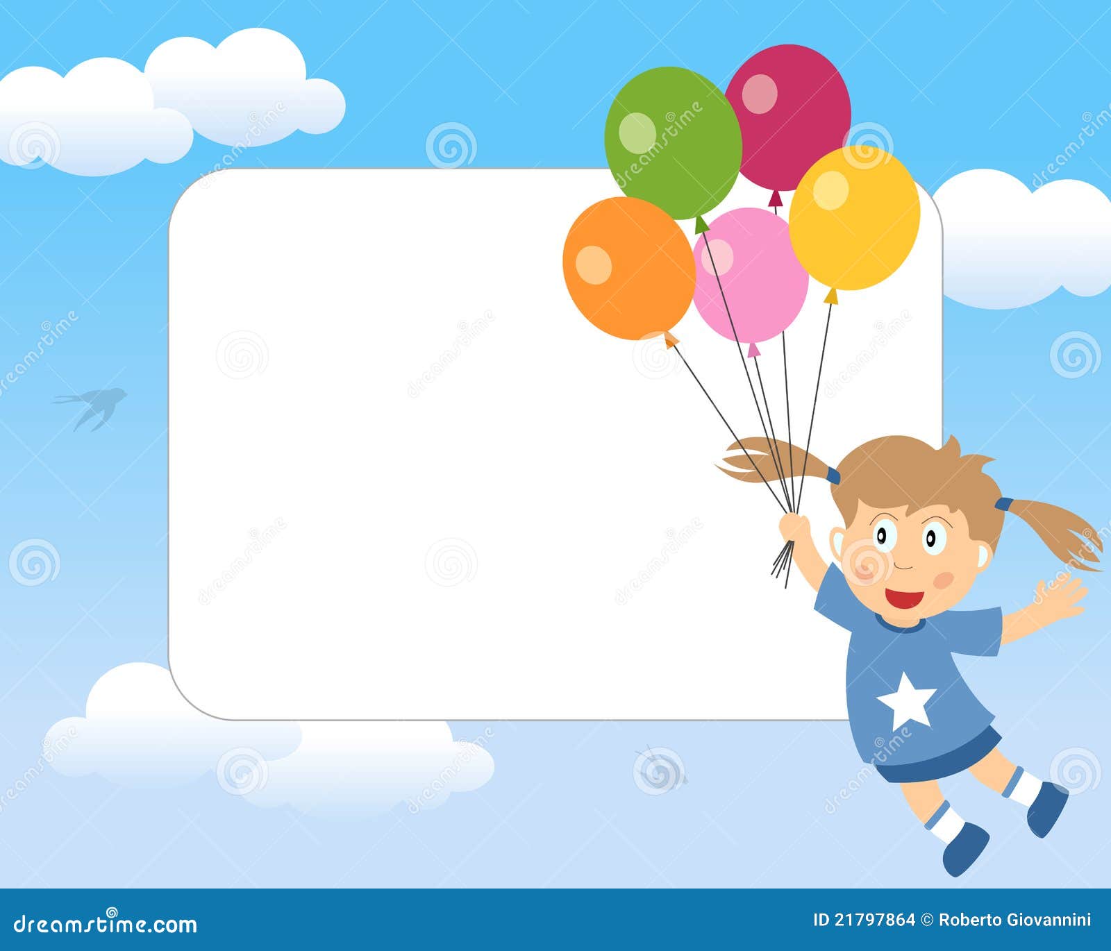 Girl with Balloons Photo Frame Stock Vector - Illustration of cute ...
