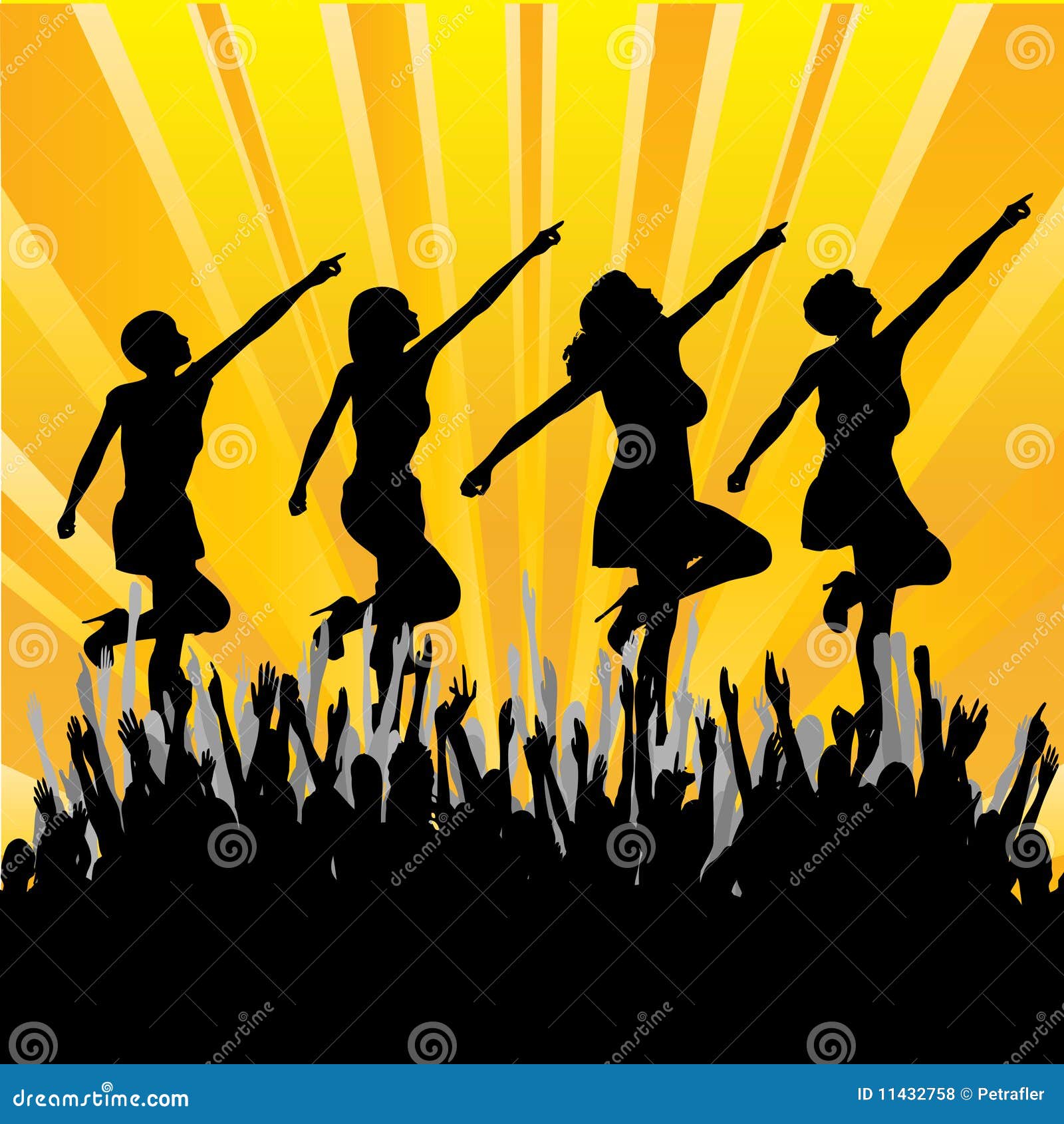 Girl Band stock vector. Illustration of club, crowd, dance - 11432758