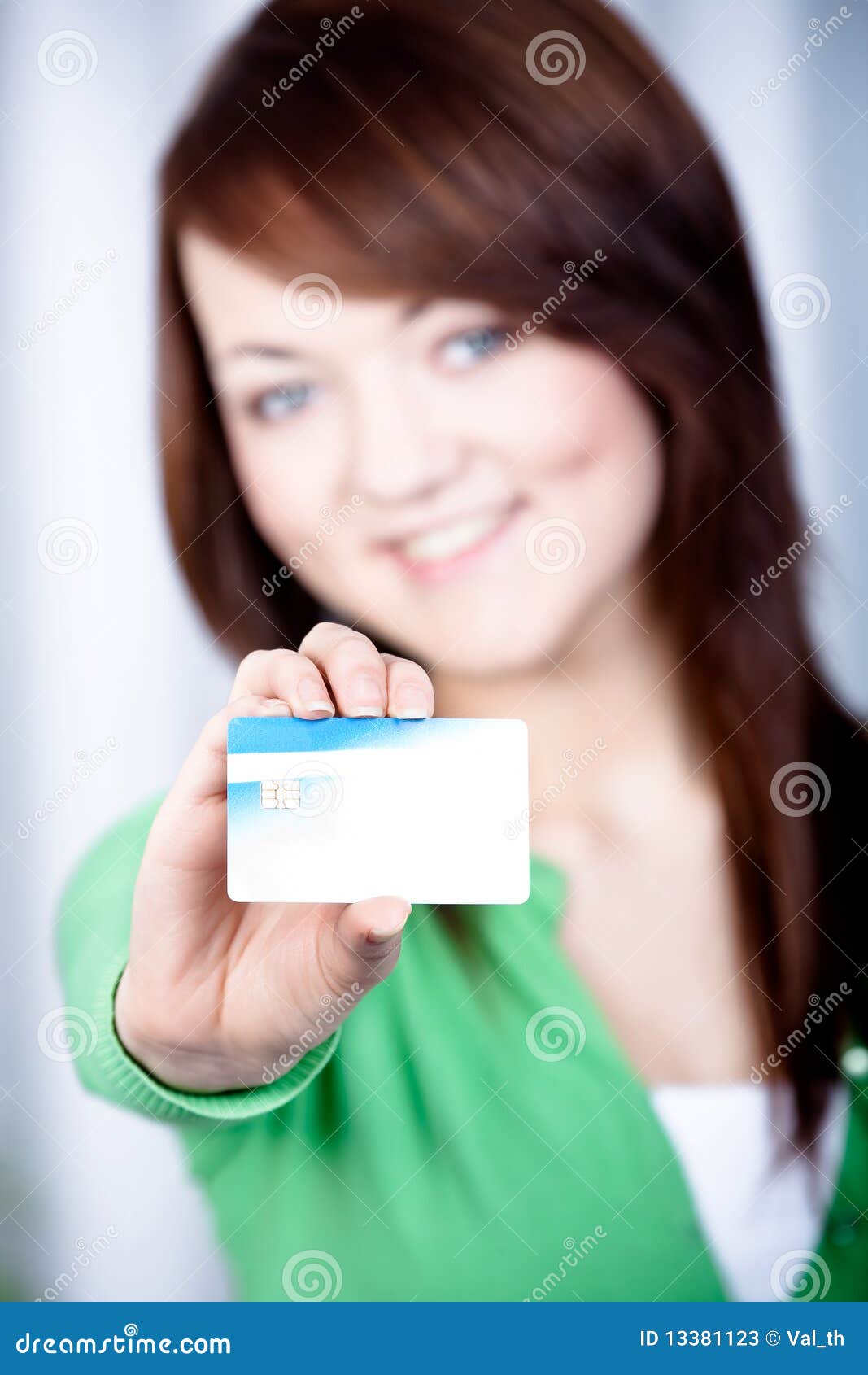 Girl with bank card stock image. Image of person, banking - 13381123