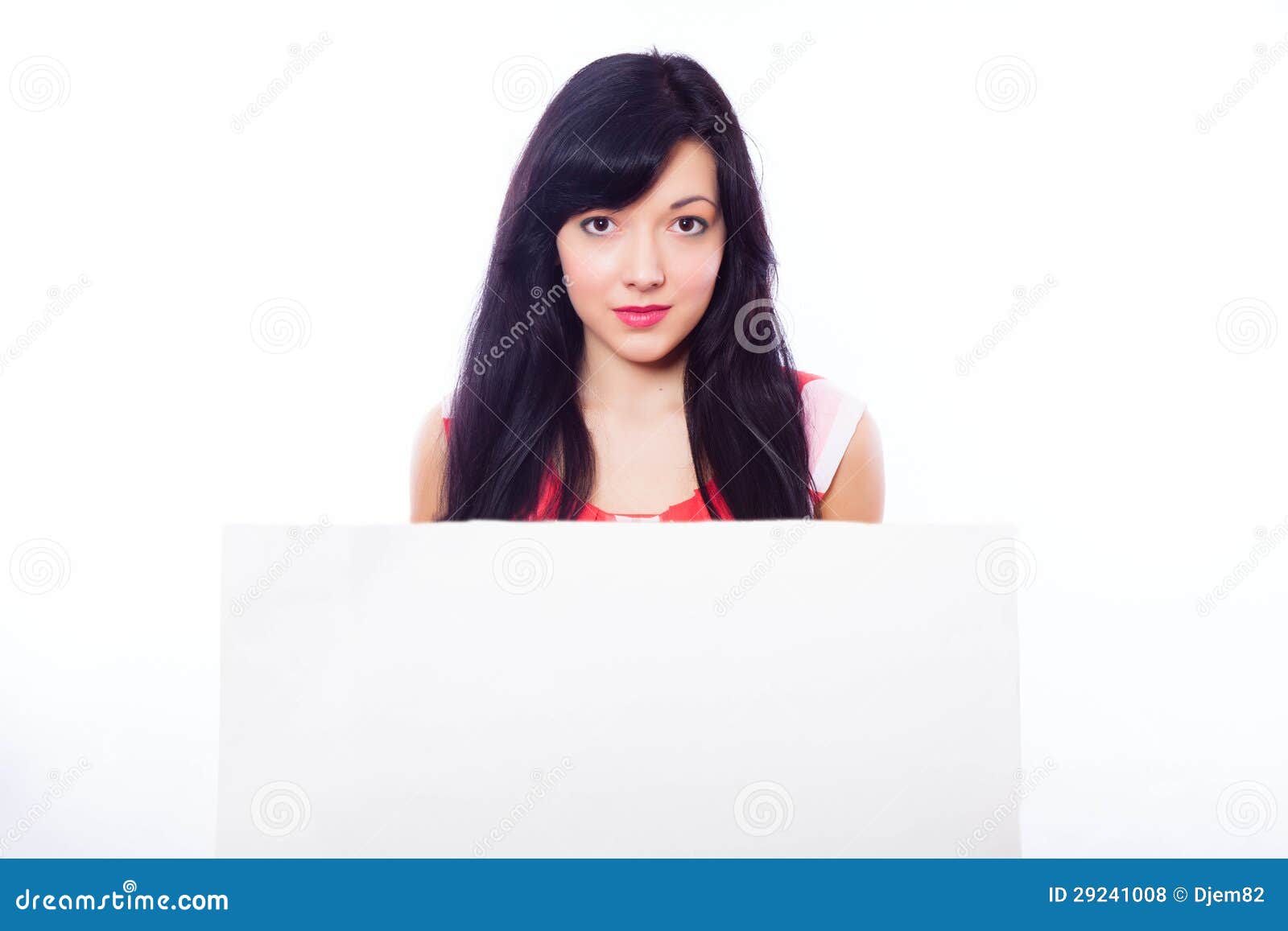 Girl with banner. stock photo. Image of billboard, lady - 29241008