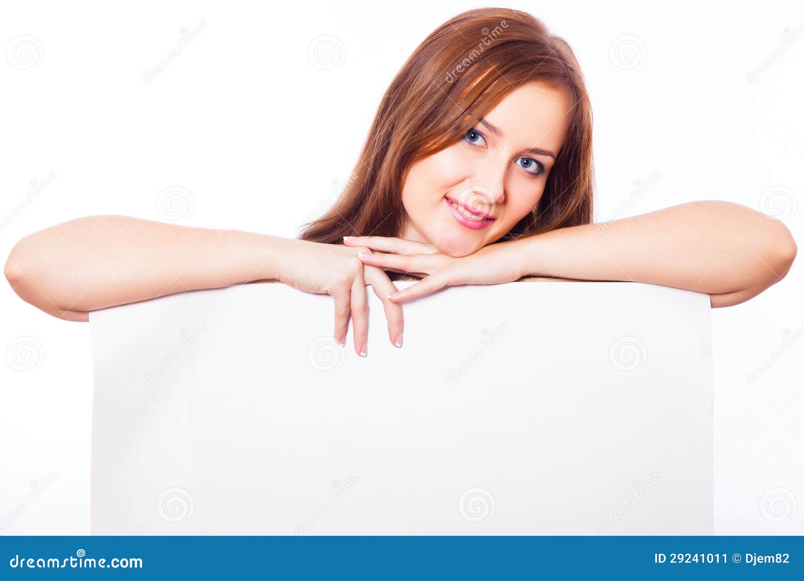 Girl with banner. stock image. Image of background, female - 29241011