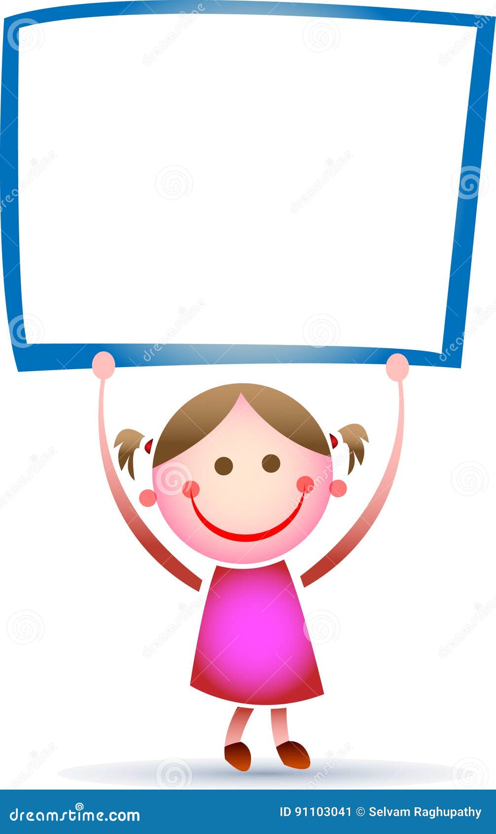 A girl with banner stock vector. Illustration of draw - 91103041