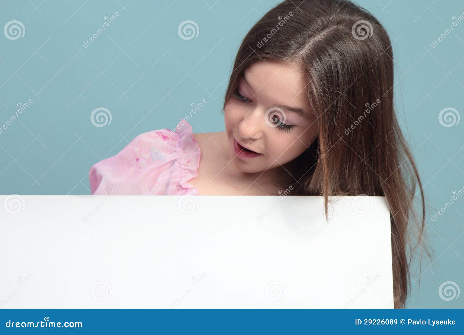 Girl with banners stock image. Image of paper, smiling - 29226089