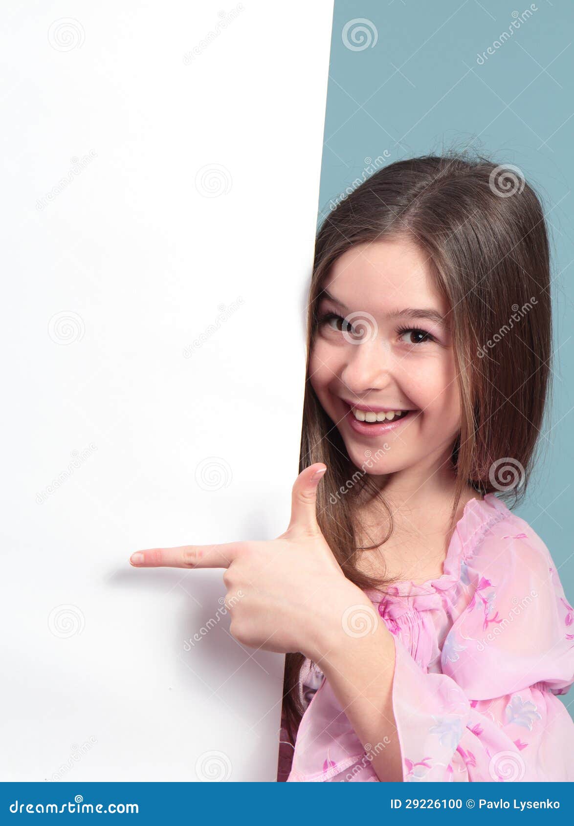 Girl with banners stock photo. Image of pointing, casual - 29226100