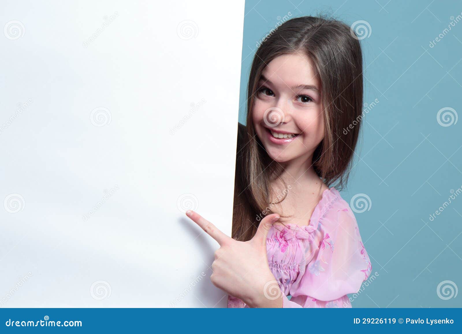 Girl with banners stock image. Image of sign, pointing - 29226119