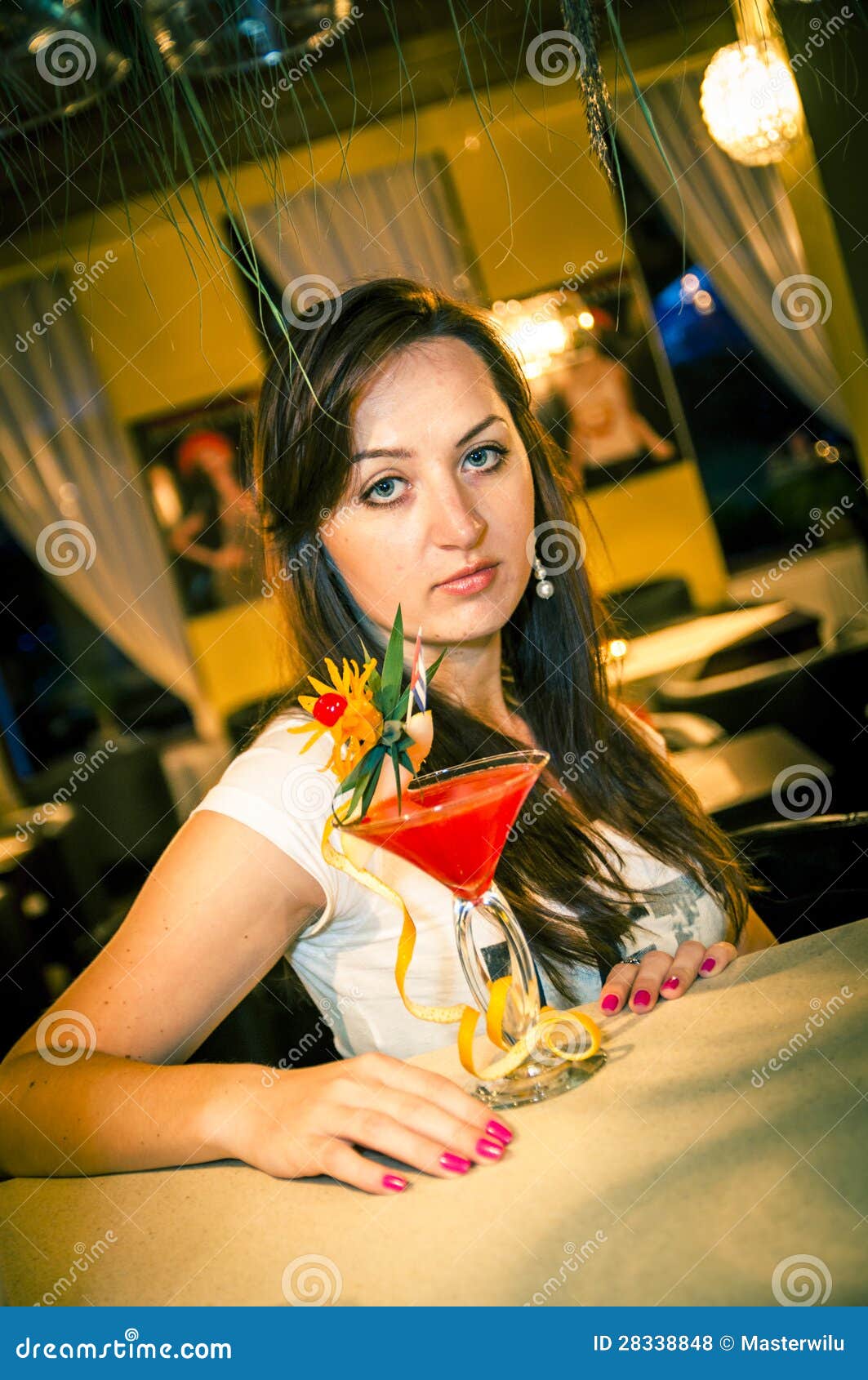 Girl in the bar stock photo. Image of entertainment, attractive - 28338848