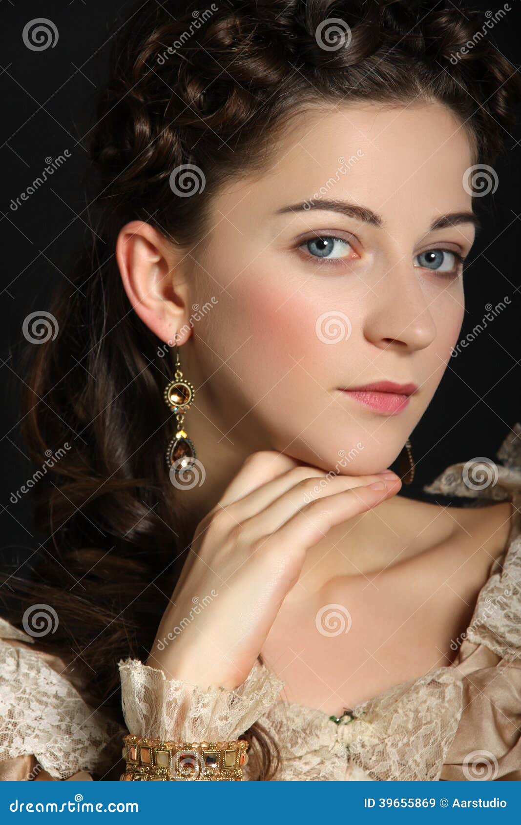 Girl in Baroque Dress Looking at Camera Stock Image - Image of high ...