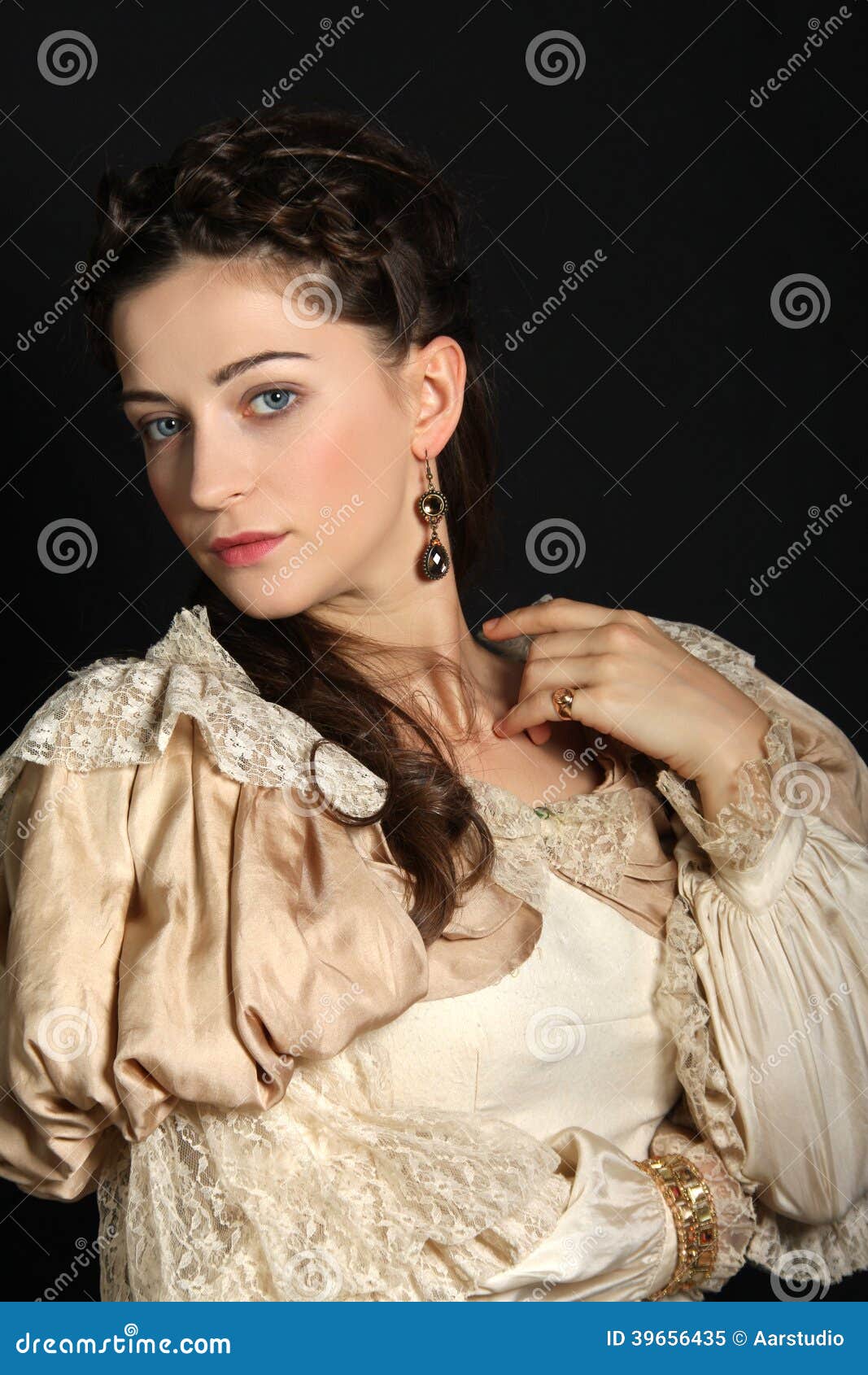 Girl in Baroque Dress Looking at Camera Stock Image - Image of high ...