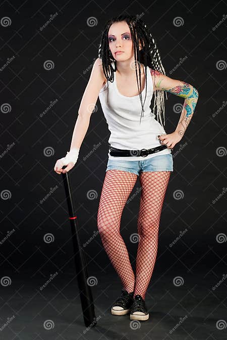Girl with baseball bat stock image. Image of caucasian - 13455541