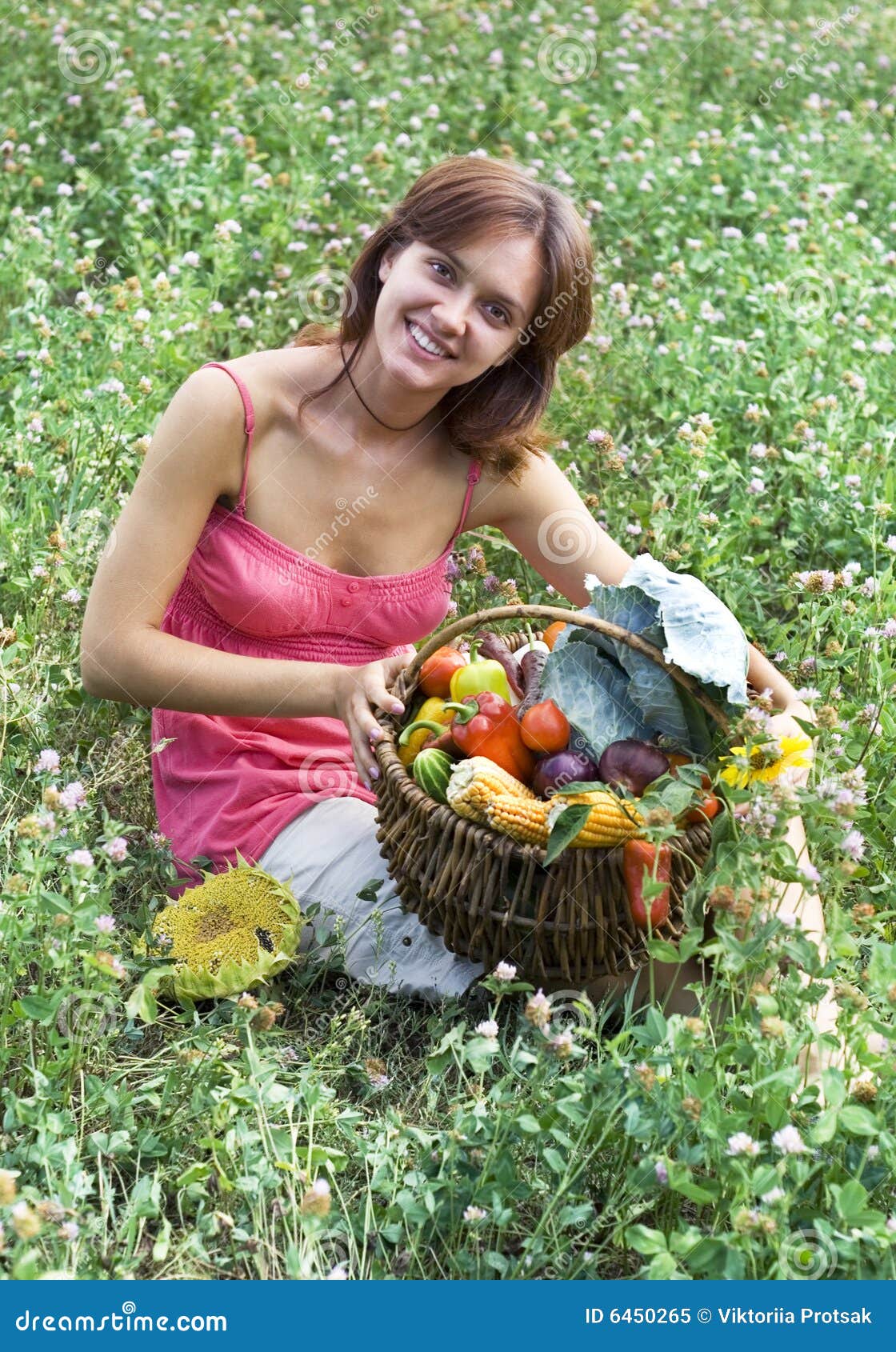 Girl with a basket stock image. Image of cooking, happiness - 6450265