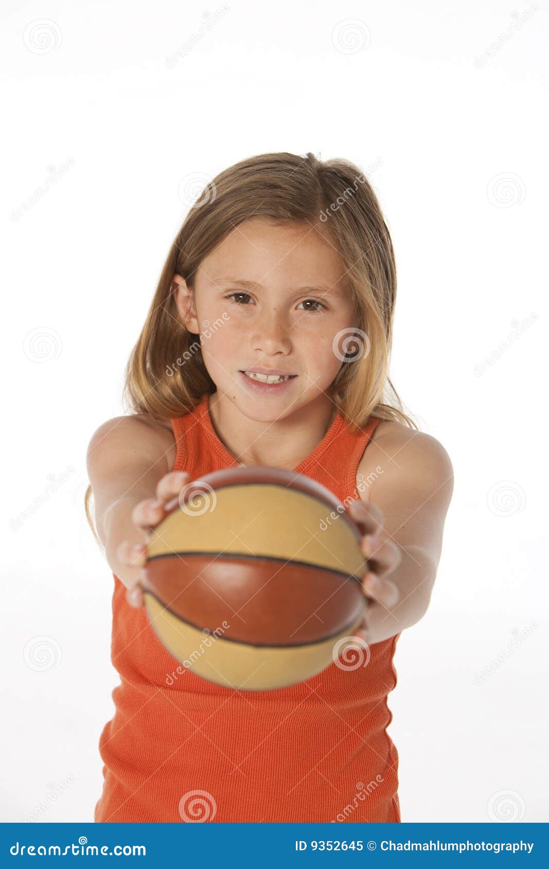 Girl with basketball stock image. Image of dribble, adorable - 9352645