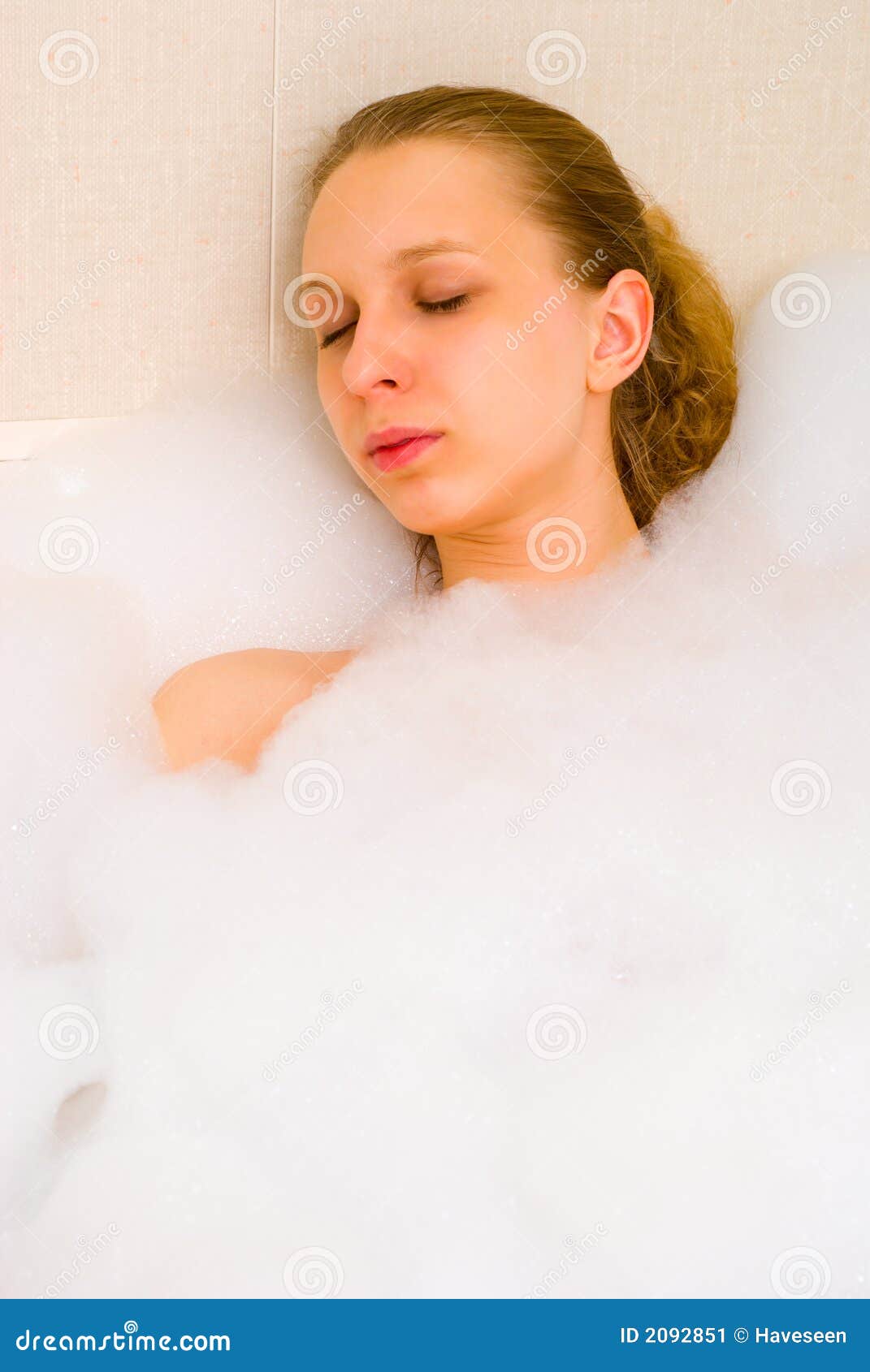 Girl in bath foam stock image. Image of bathroom, human - 2092851
