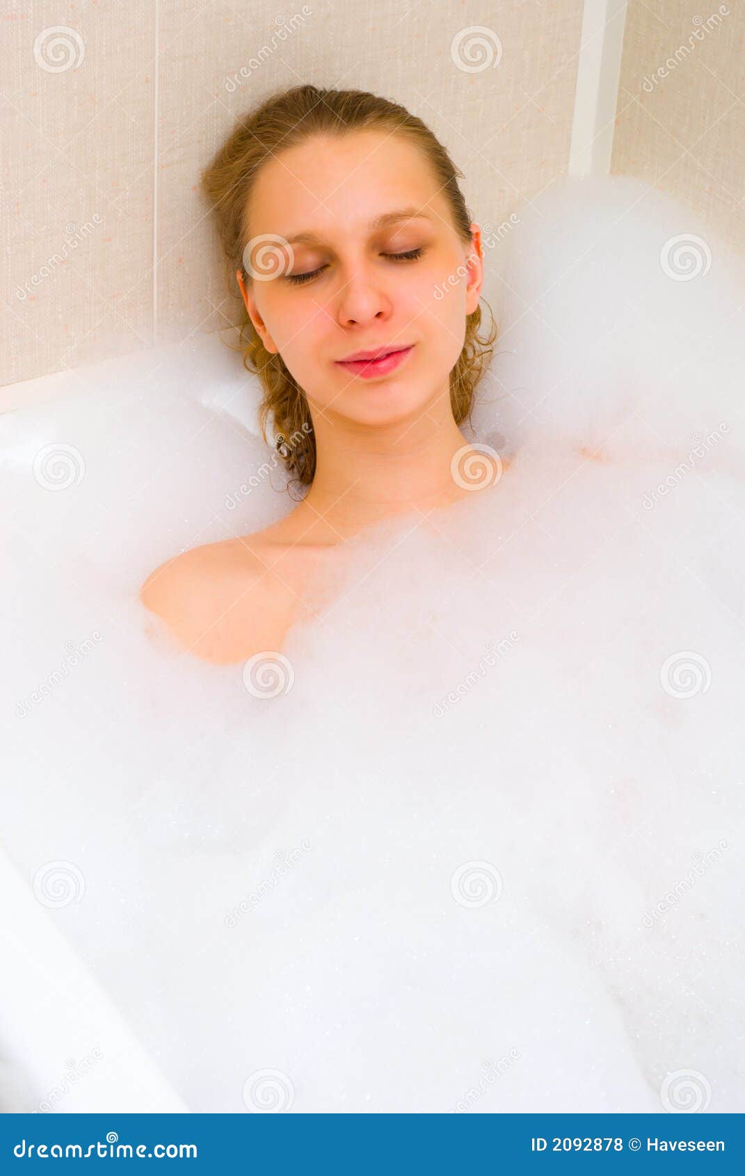 Girl in bath foam stock photo. Image of massaging, body - 2092878