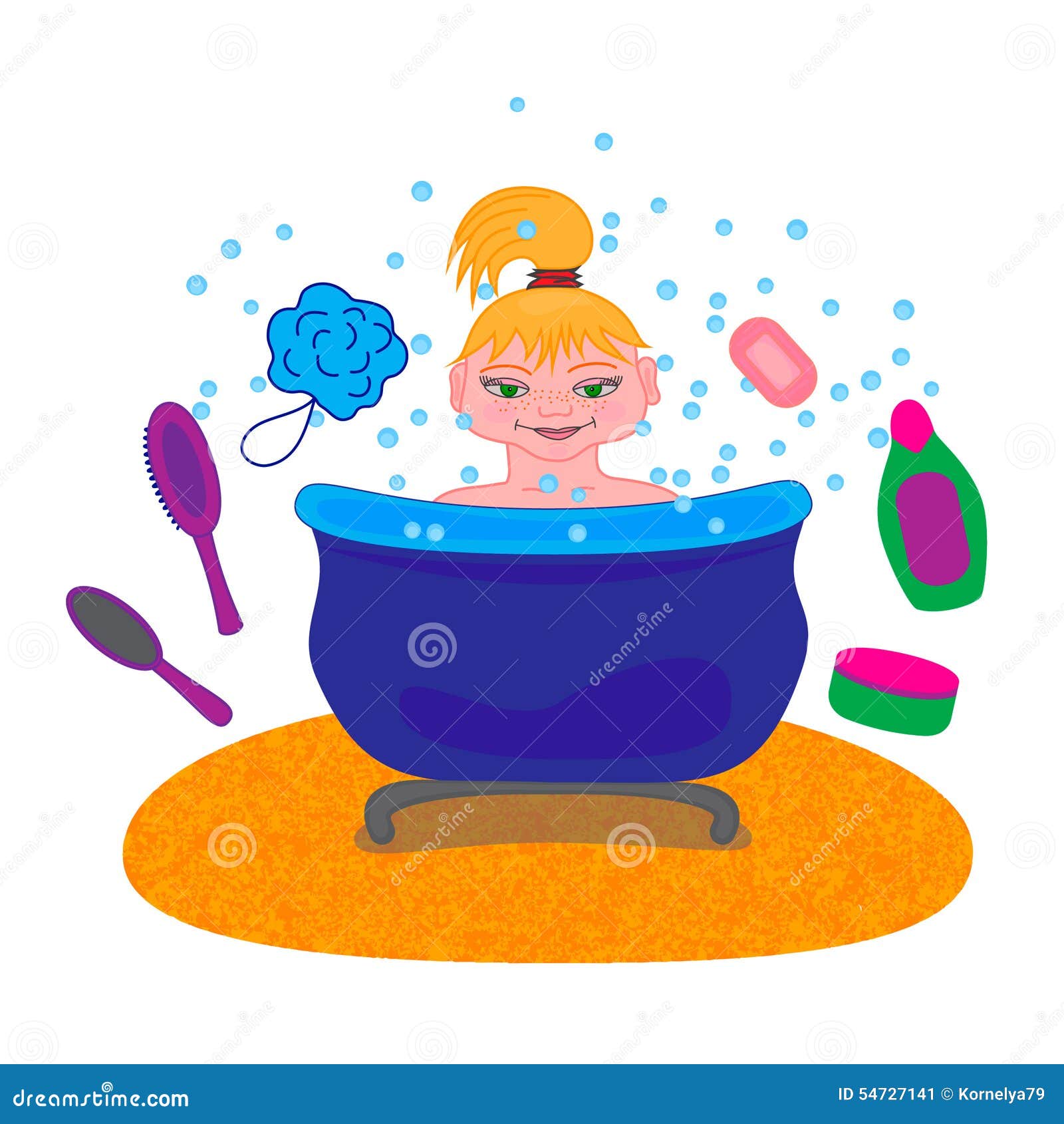 Girl Bath Time - Illustration Stock Vector - Illustration of container ...