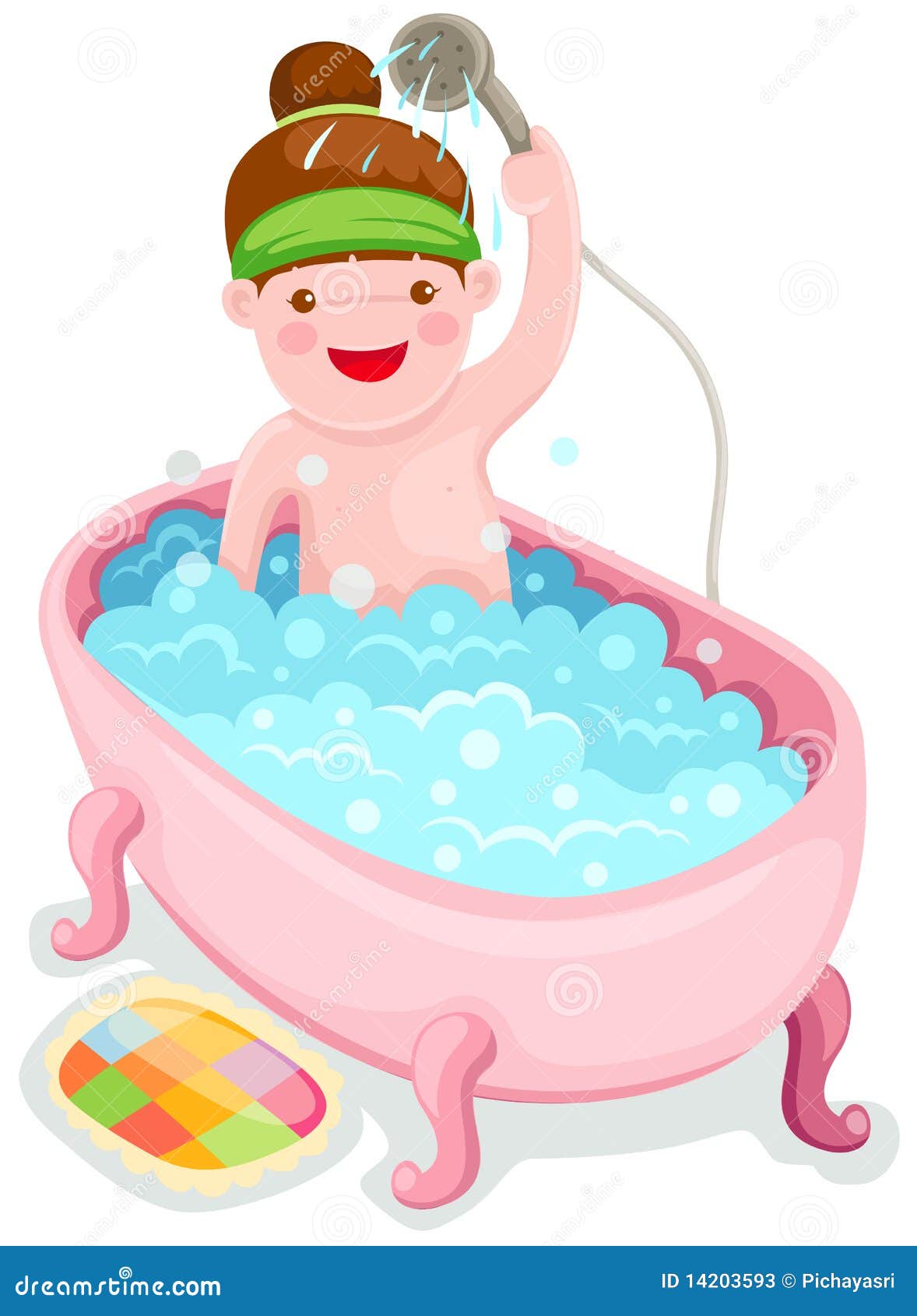Girl in the bath tub stock vector. Illustration of cartoon - 14203593