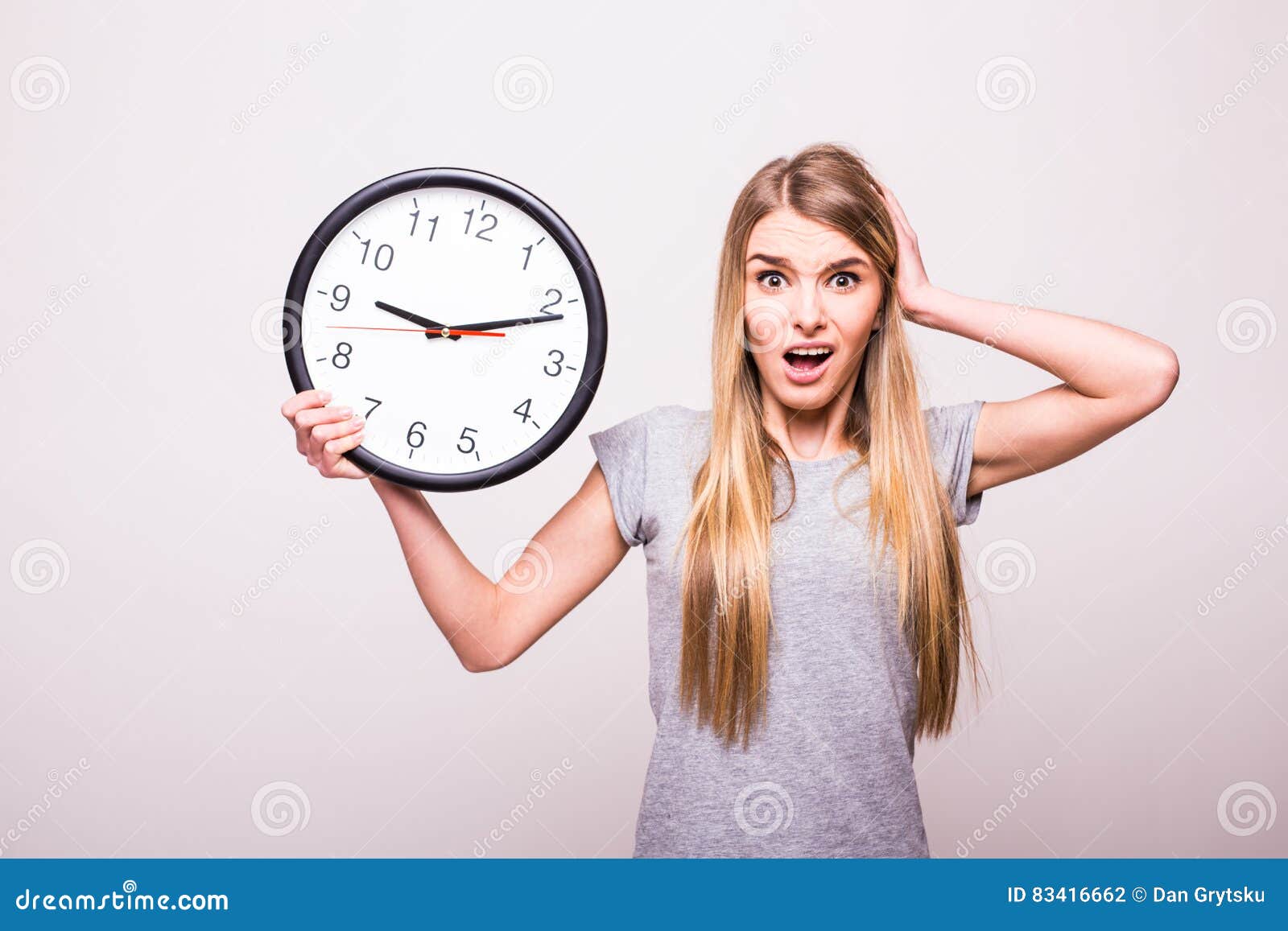 Girl because Be Late at Clock Time Stock Photo - Image of late, career ...