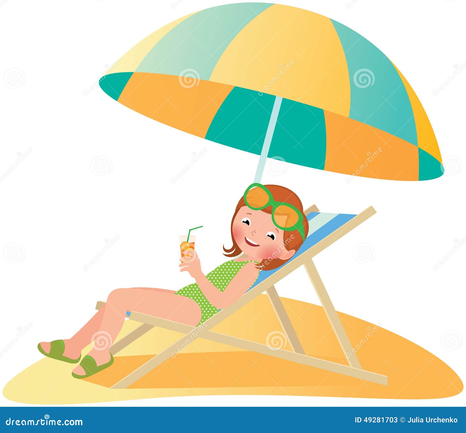 Girl on the Beach in a Deckchair Stock Vector - Illustration of smiling ... Girl on the Beach in a Deckchair Stock Vector - Illustration of smiling ...