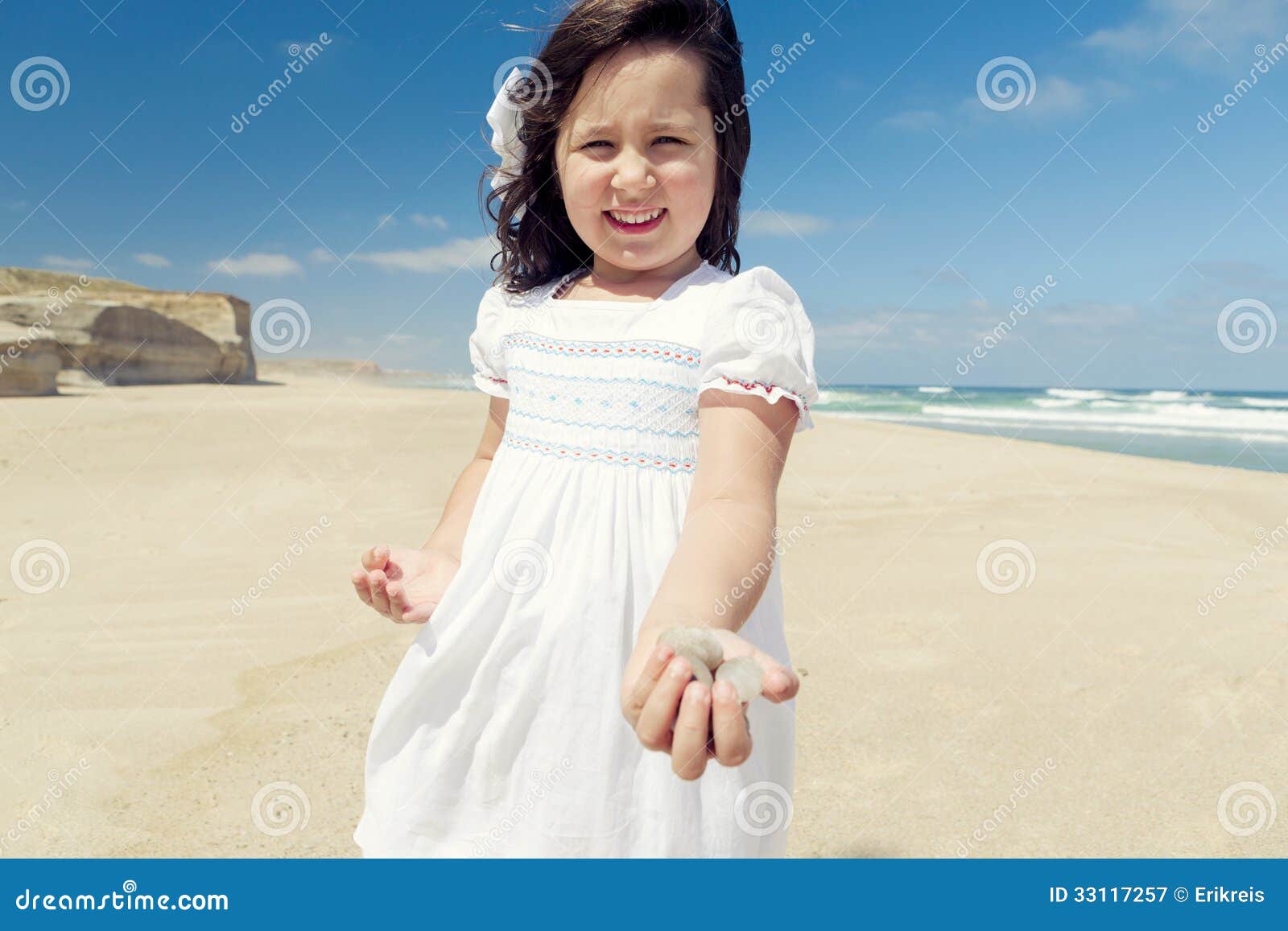 Girl on the Beach Holding Stones Stock Image - Image of hand, healthy ...