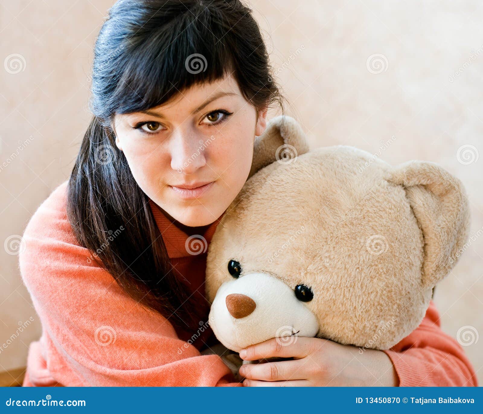 Girl and bear stock photo. Image of attractive, adult - 13450870
