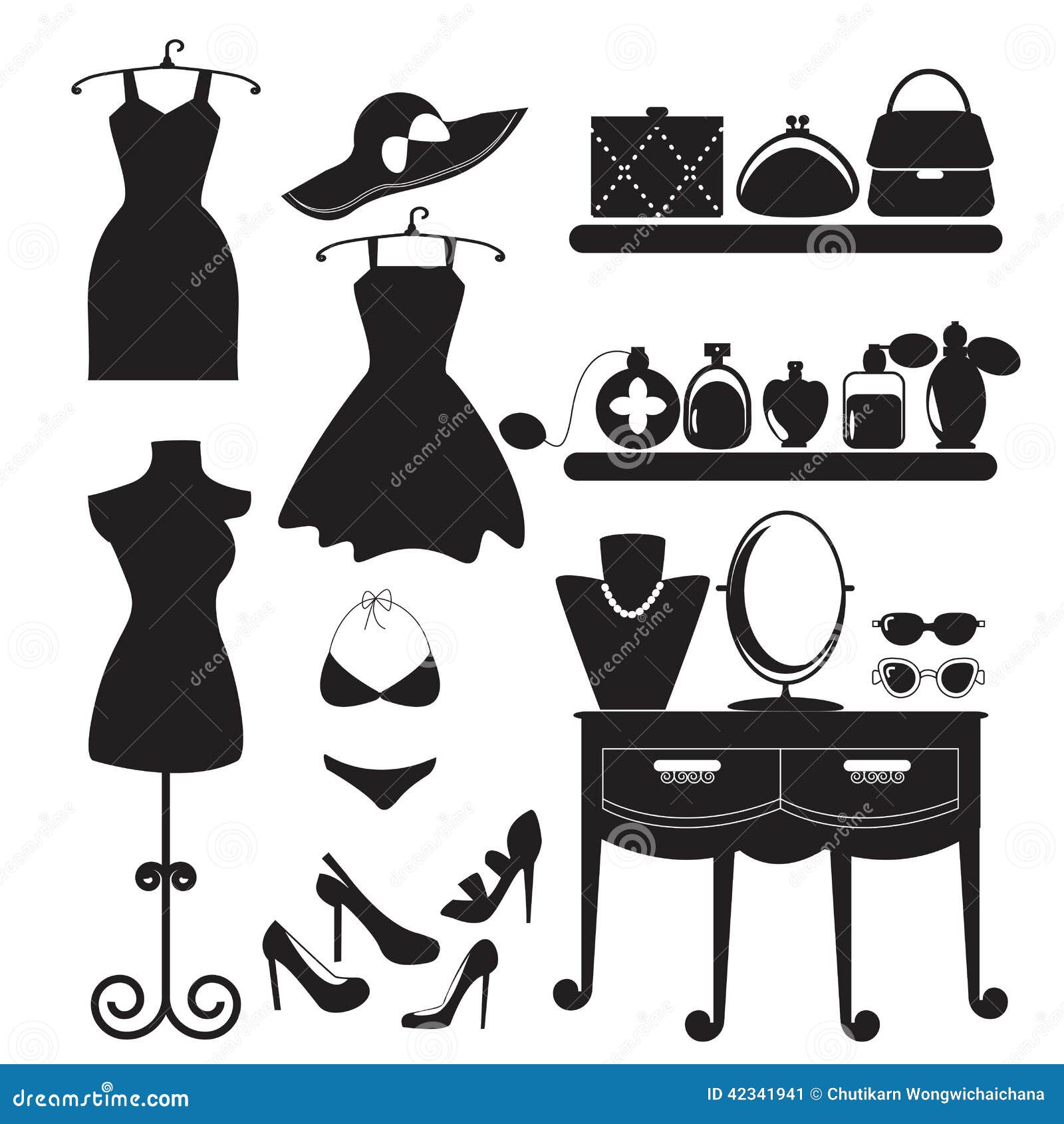 Girl beauty stuff stock vector. Illustration of shoes - 42341941