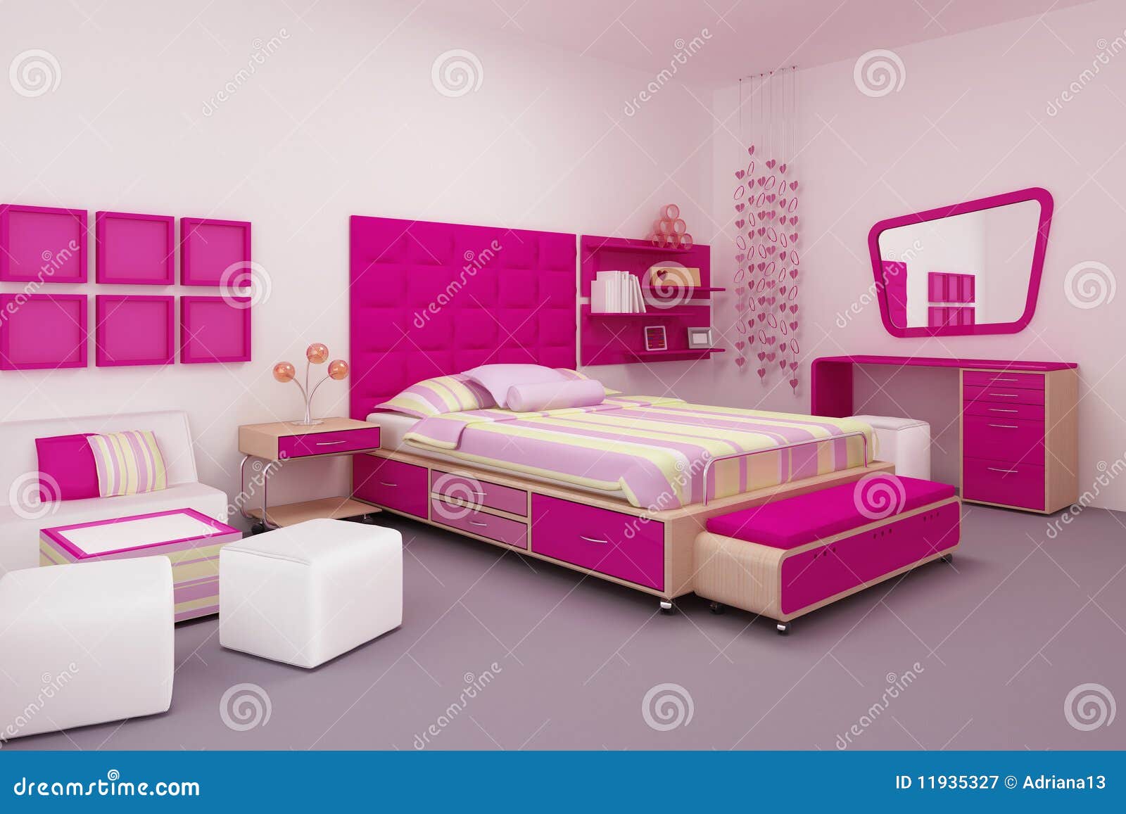 Girl bedroom stock illustration. Illustration of soft - 11935327