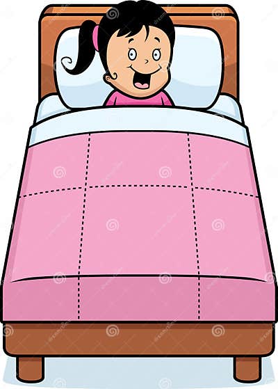 Girl Bedtime stock vector. Illustration of blanket, happy - 10978238