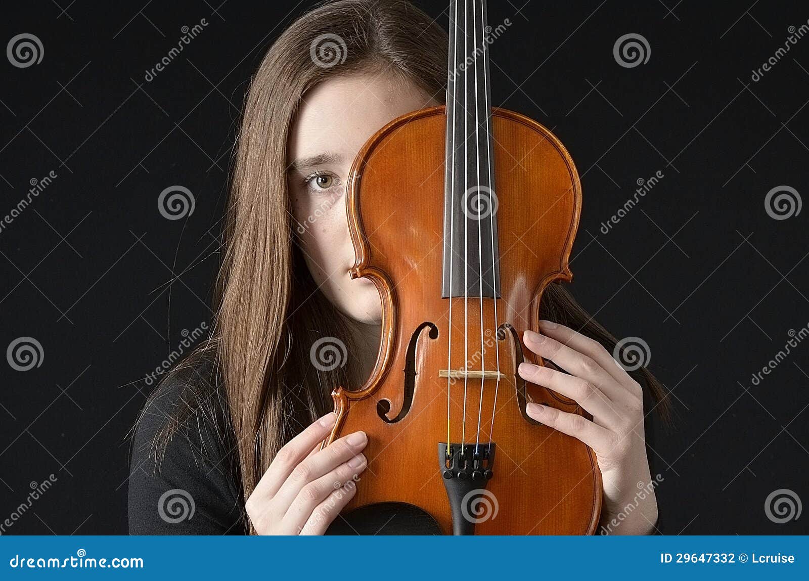 Girl behind violin stock photo. Image of music, classic - 29647332