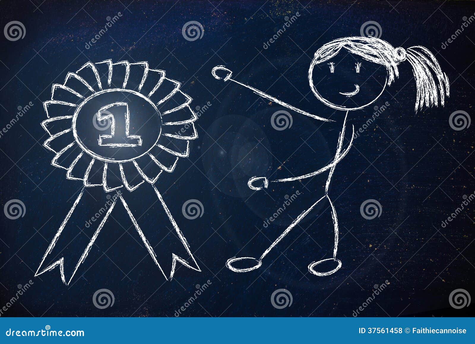 Girl Being Number One, Winner Stock Photo - Image of person, ribbon ...