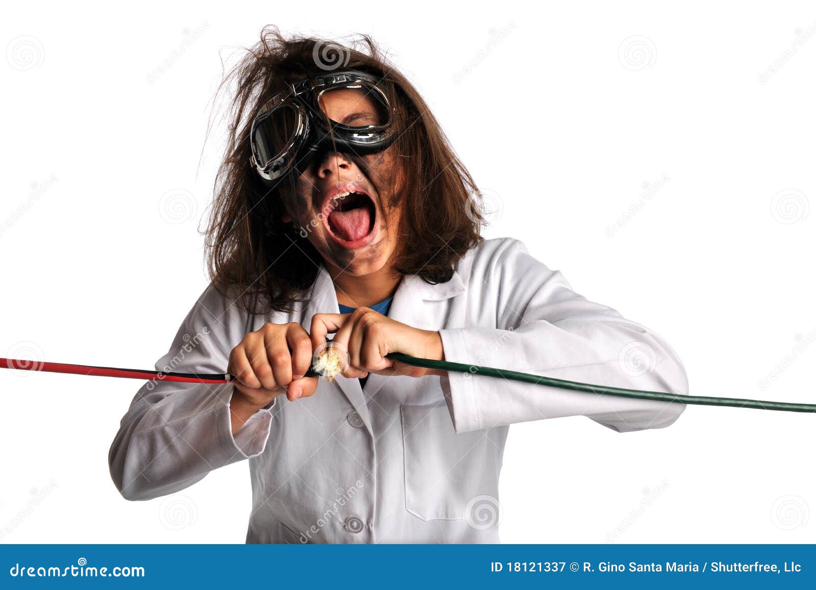 Girl Being Shocked by Electricity Stock Image - Image of cable ...