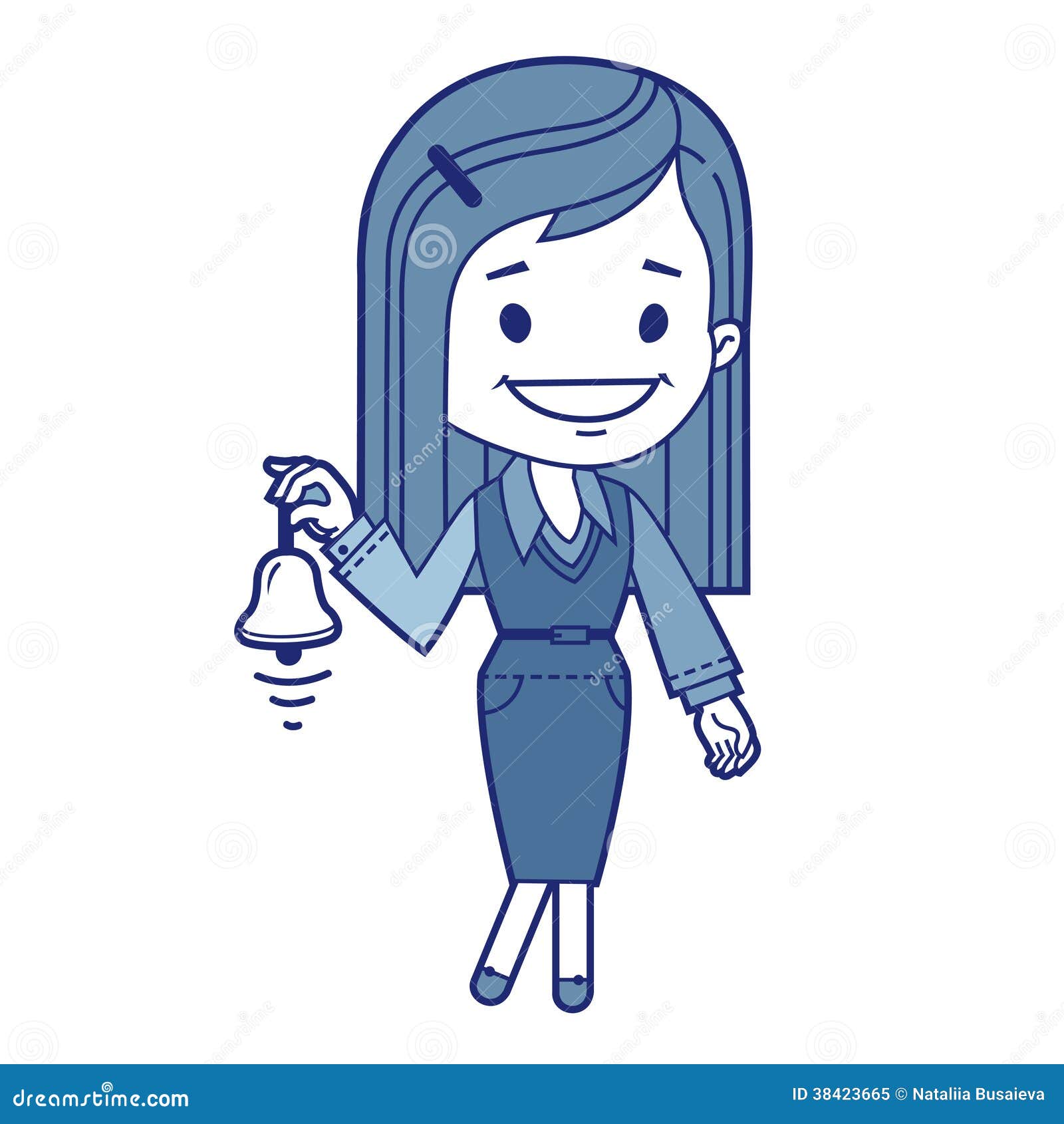Girl with bell stock vector. Illustration of girl, dress - 38423665