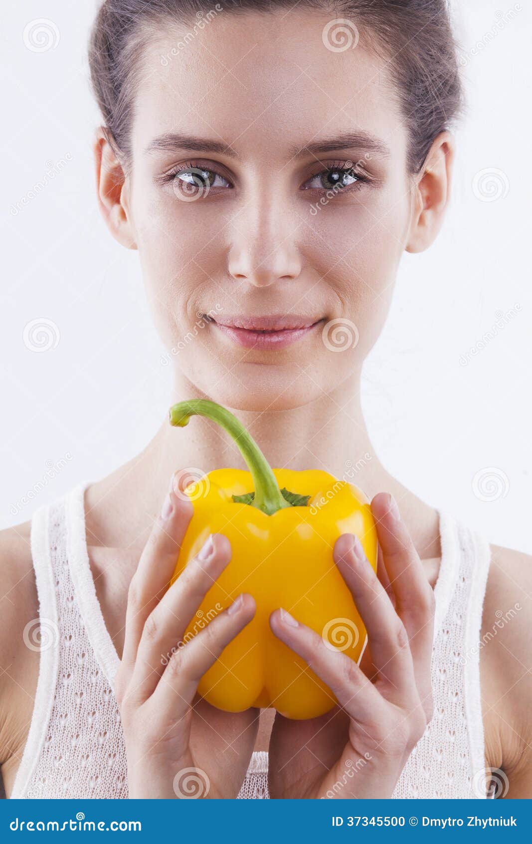 Girl with bell pepper stock photo. Image of person, standing - 37345500