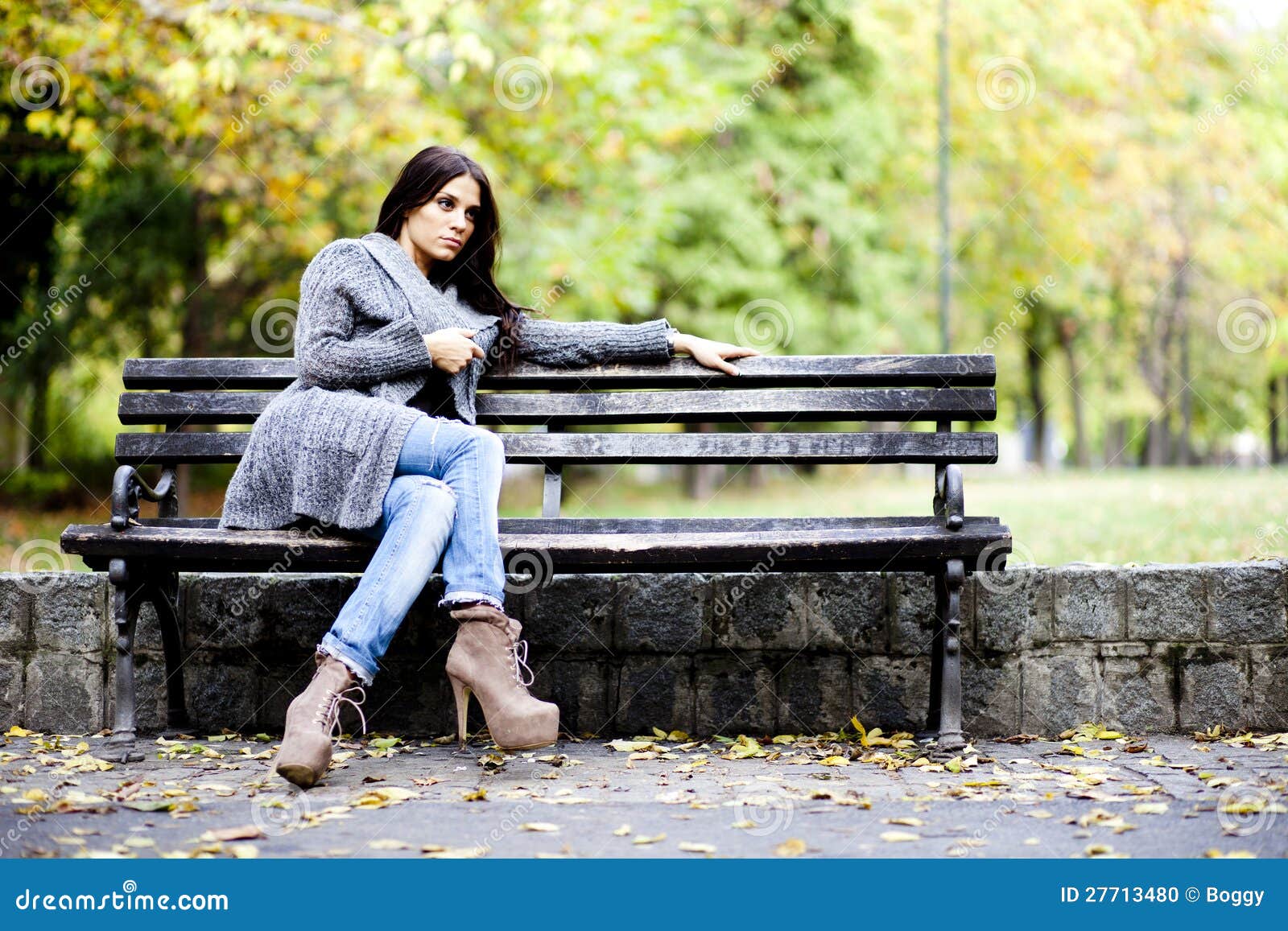 Girl on the bench stock photo. Image of girl, attractive - 27713480