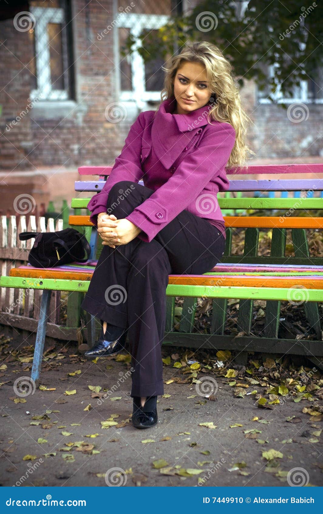 Girl on bench stock photo. Image of bench, look, human - 7449910