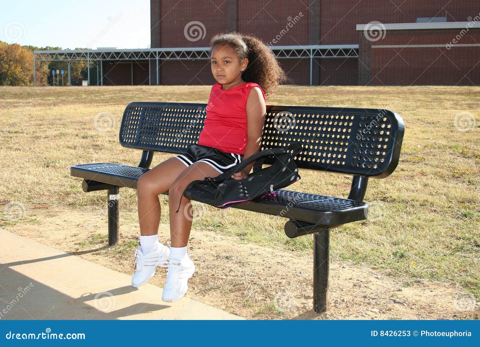 Girl on bench stock image. Image of sitting, outdoors - 8426253